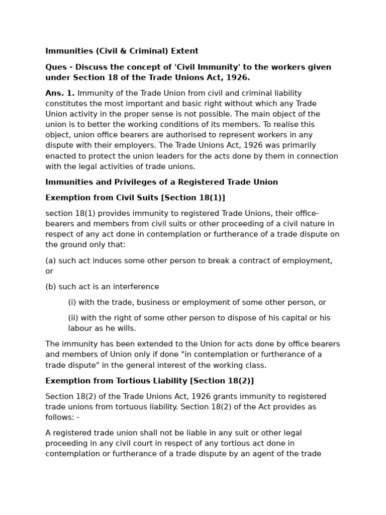 Immunities (Civil & Criminal) Extent | PDF | Sovereign Immunity ...