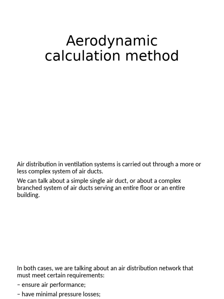 Aerodynamic Calculation Method | PDF | Duct (Flow) | Pressure