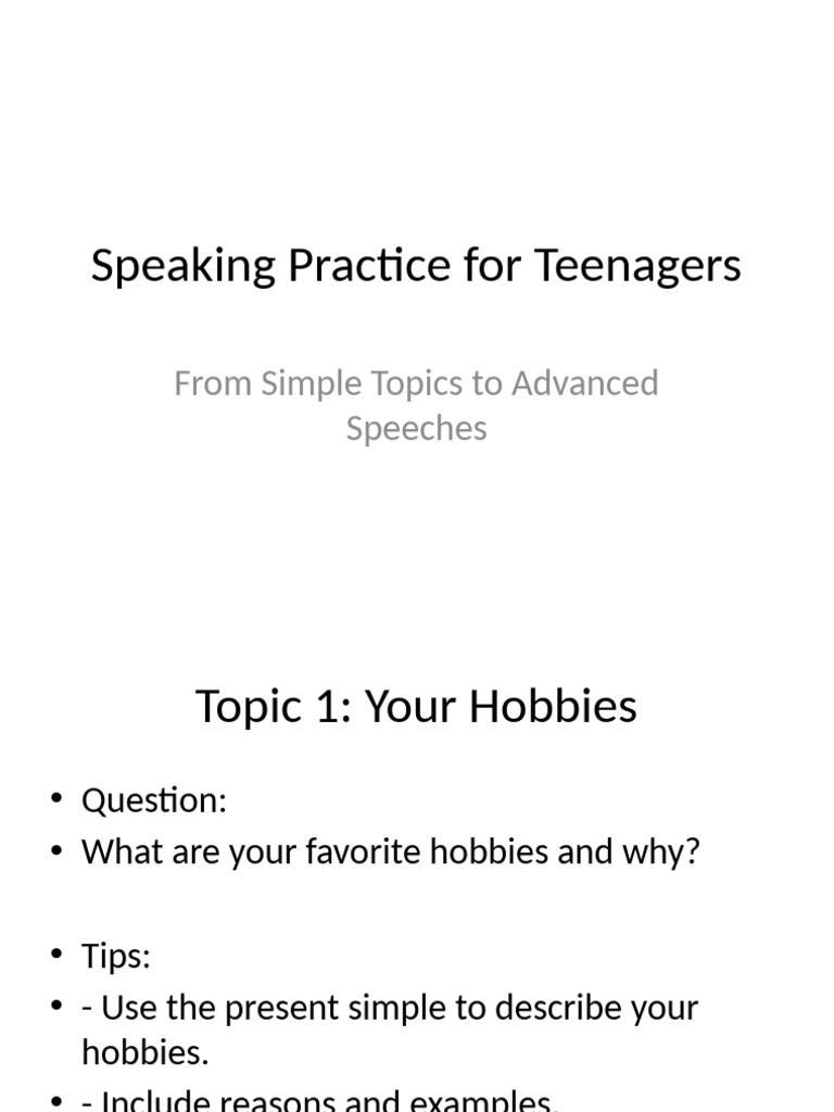 Speaking Practice Teenagers Advanced | PDF | Human Communication ...