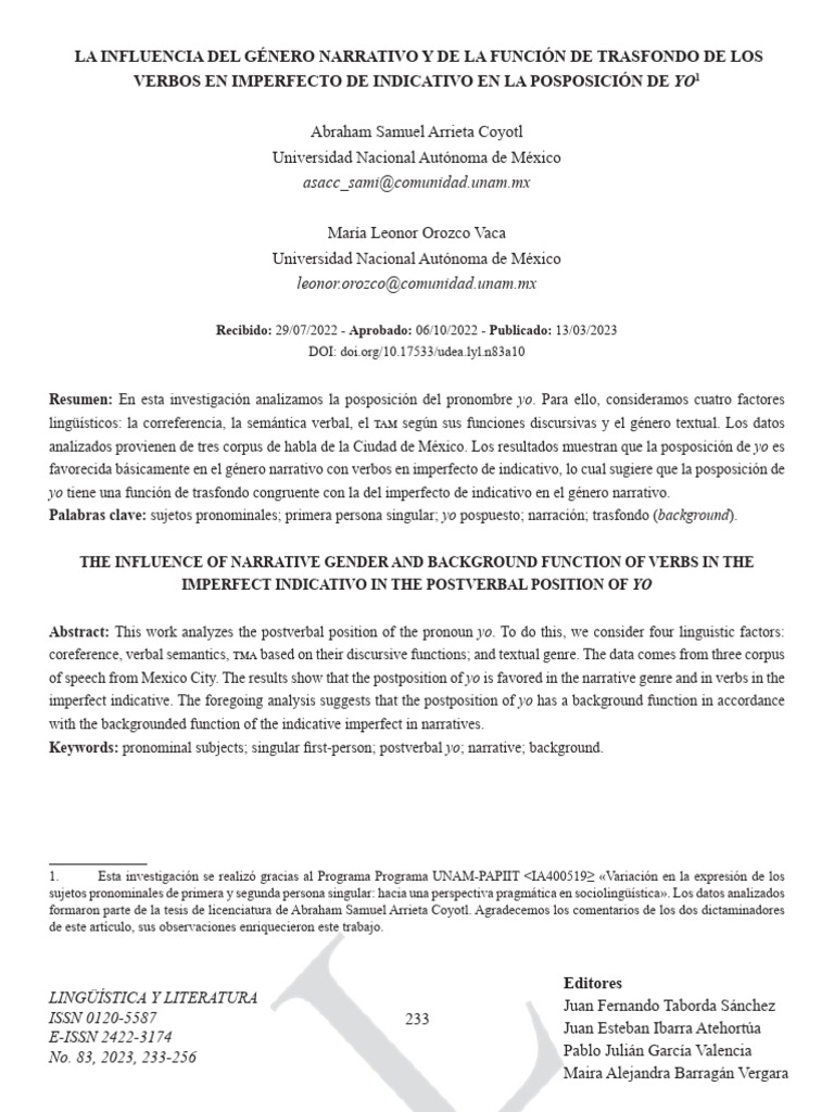 La Influencia Del Género Narrativo y de La Función de Trasfondo de Los ...