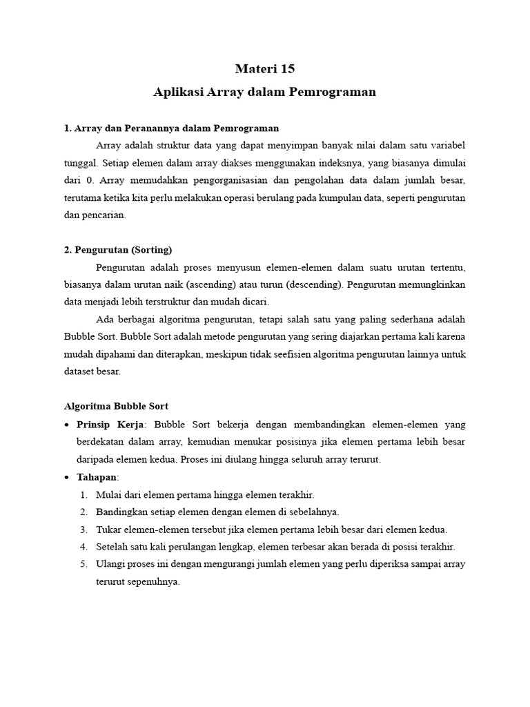 Aplikasi Array dan Algoritma Pencarian | PDF