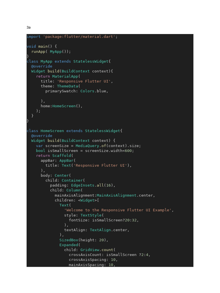 Main Runapp: 'Package:Flutter/Material - Dart' | PDF | Teaching Methods & Materials | Art