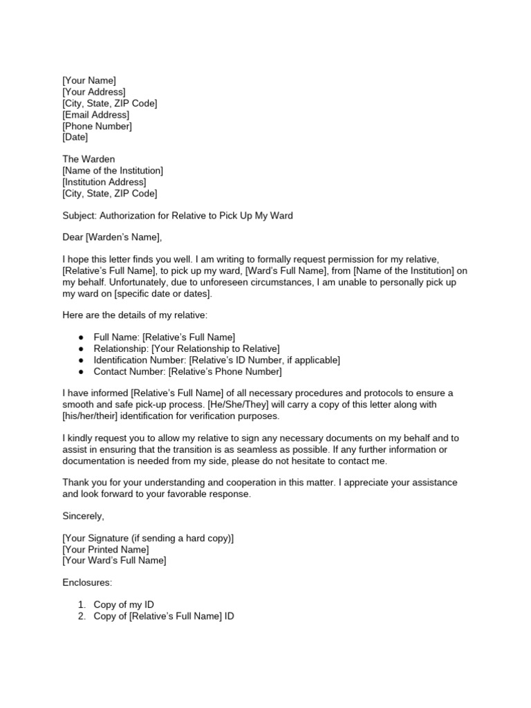 Authorization for Ward Pickup | PDF | Social Science | Law