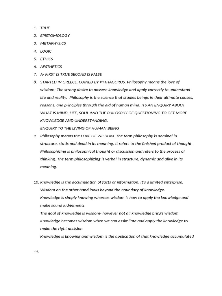 Philosophy Worksheet | PDF