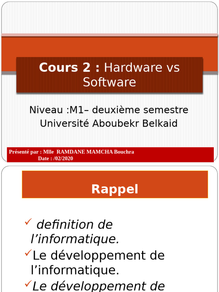 Cours sur Hardware et Software M1 | PDF | Matériel informatique ...