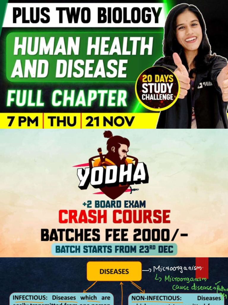 +2 BIOLOGY - Human Health and Disease Exam Winner Notes | PDF