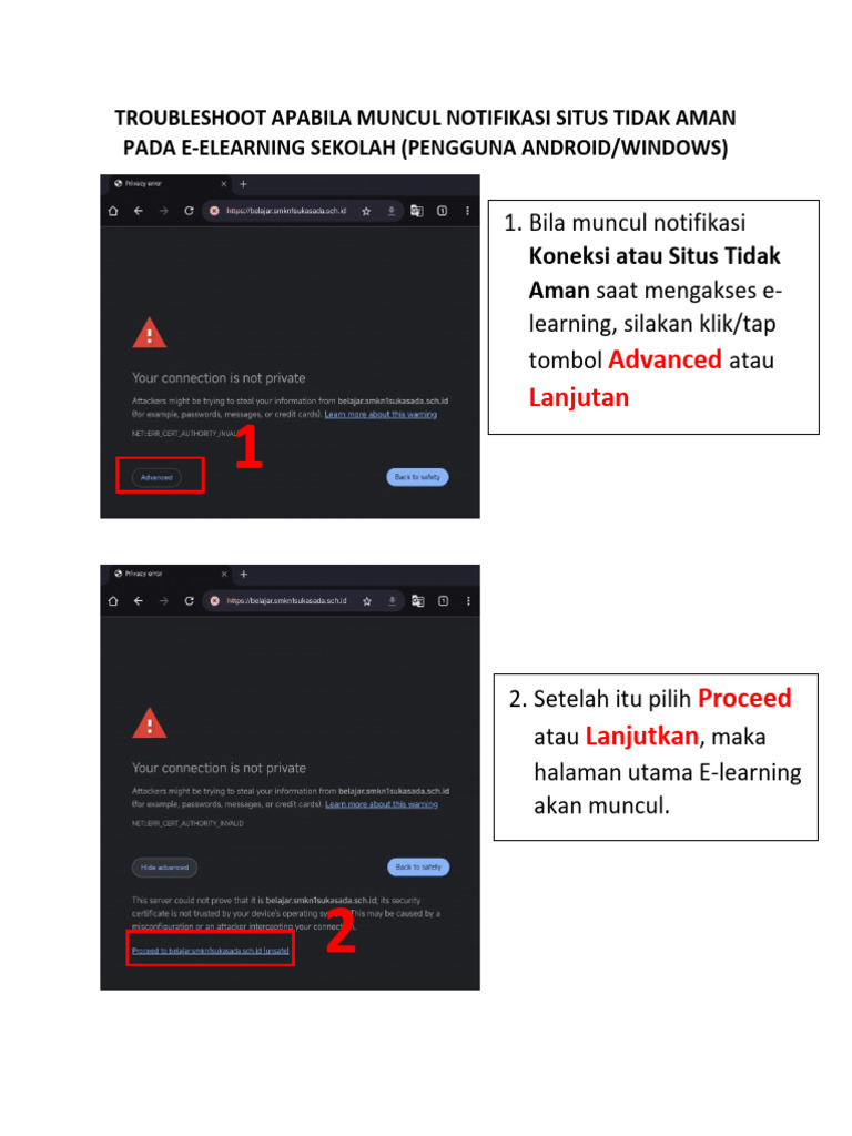 Troubleshoot Apabila Muncul Notifikasi Situs Tidak Aman Di Elearning ...