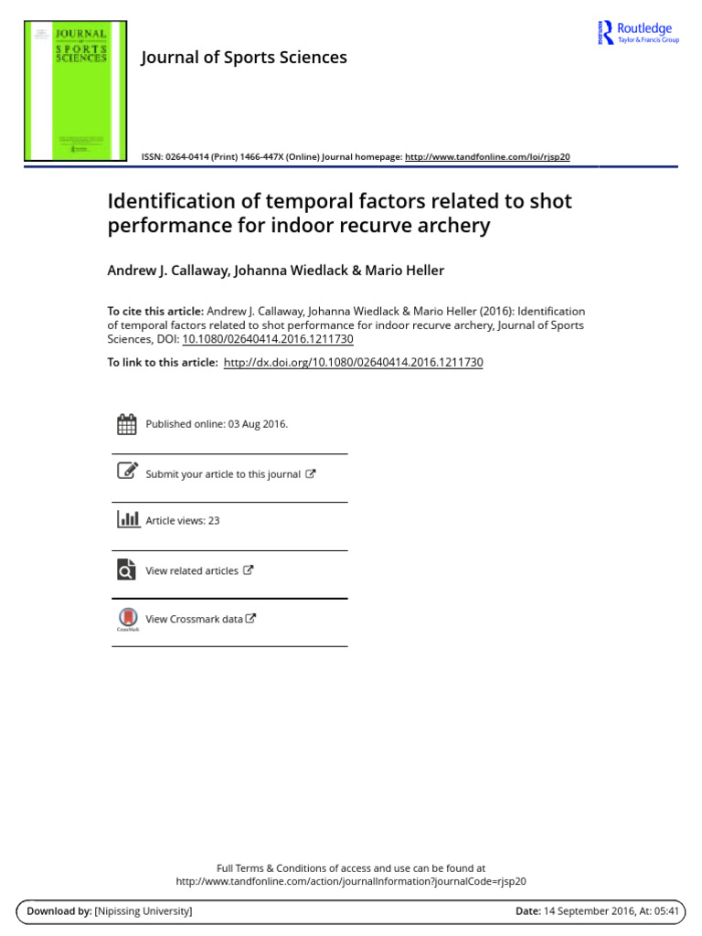 Identification of Temporal Factors Related To Shot | PDF | Archery ...
