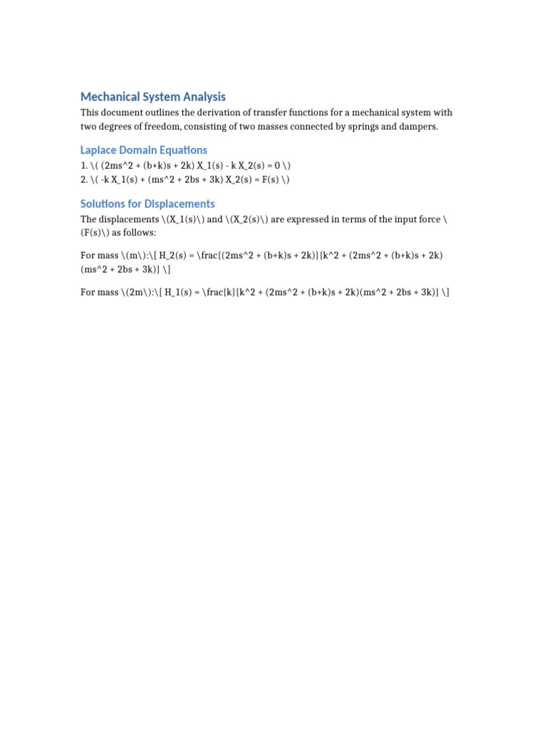 Mechanical System Analysis | PDF | Science & Mathematics
