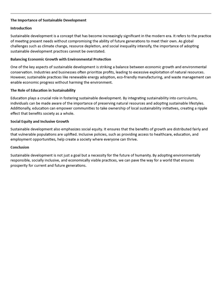 The Importance of Sustainable Development | PDF