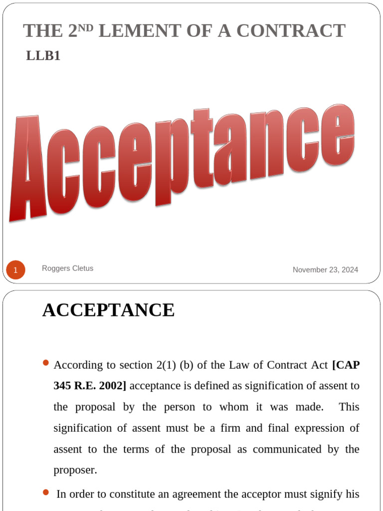 Acceptance | PDF | Offer And Acceptance | Consent