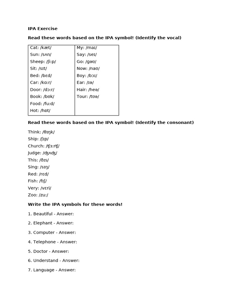 IPA Exercise | PDF | Language Arts & Discipline | Art