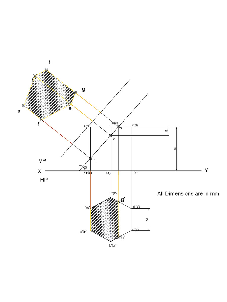 Ex - No.6 - Section of Solid - Hexagonal Prism | PDF