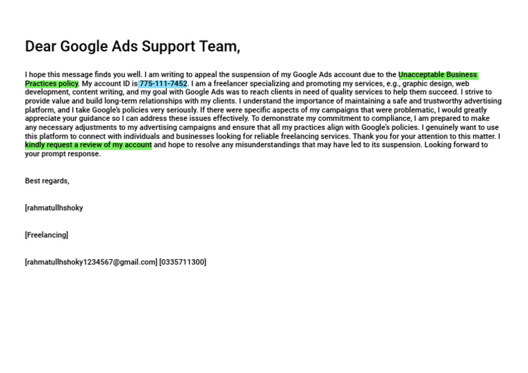 Google Ads Suspension Documents | PDF | Business | Finance & Money Management