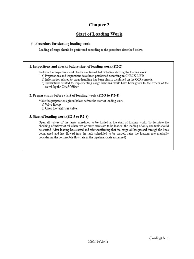 Start of loading work | PDF | Valve | Oil Tanker