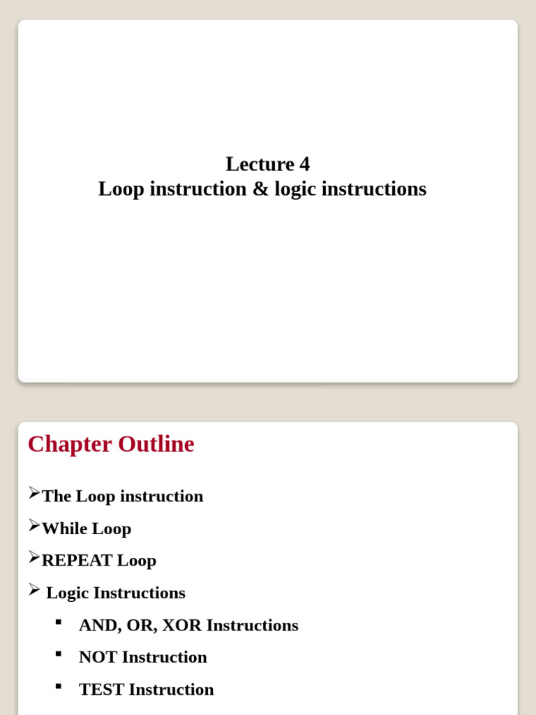 Loop and Logic Instructions in Assembly | PDF | Control Flow | Bit
