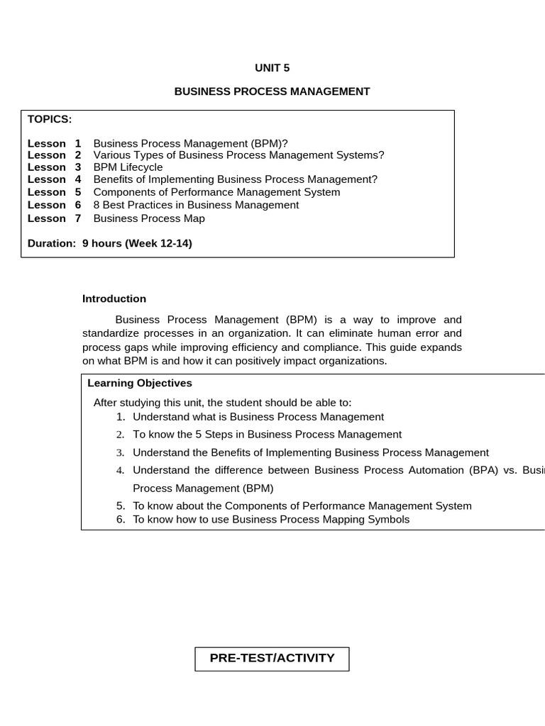 UNIT 5finals 1 | PDF | Business Process Management | Business Process