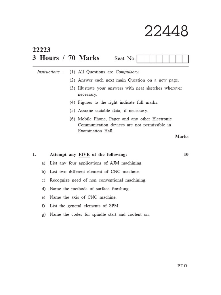 22448-2023-Summer-Question-Paper (Msbte Study Resources) | PDF | Numerical Control | Machining
