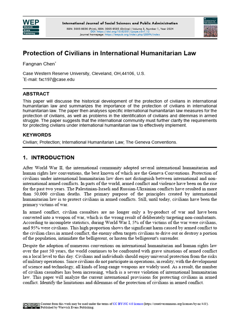 Protection of Civilians in International Humanitar | PDF | Civilian ...