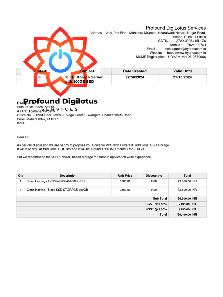 SFTP Storage Server Proposal for Britsure | PDF | Network Service | Telecommunications