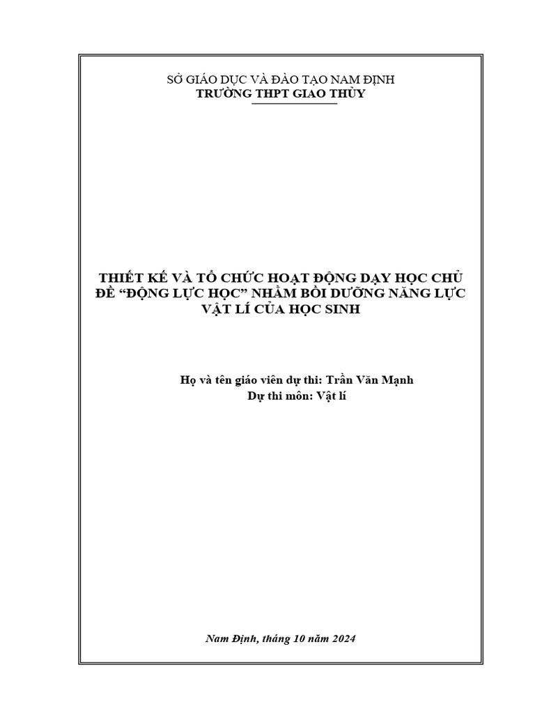 THPT Giaothuy - Bcctclgd-Vatli - THPT Giao Thuy | PDF