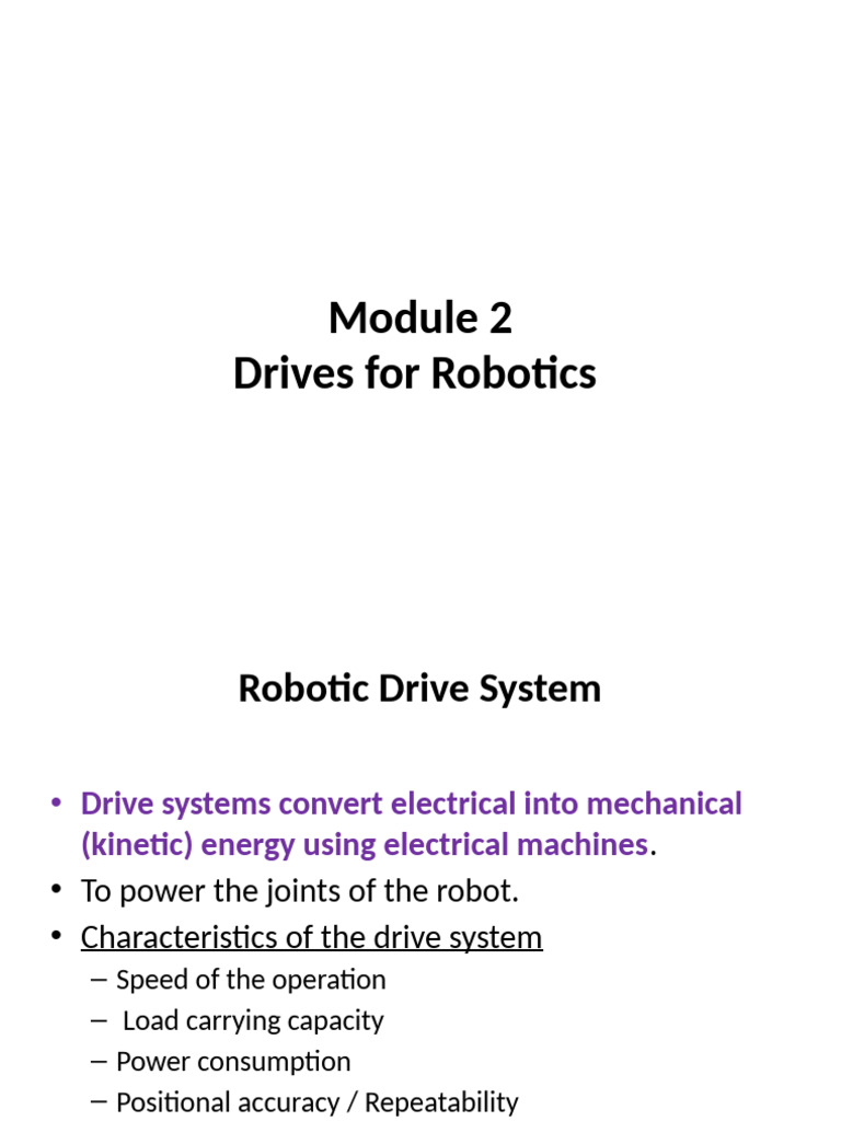 Robotic Drive Systems Overview | PDF | Actuator | Mechanical Engineering