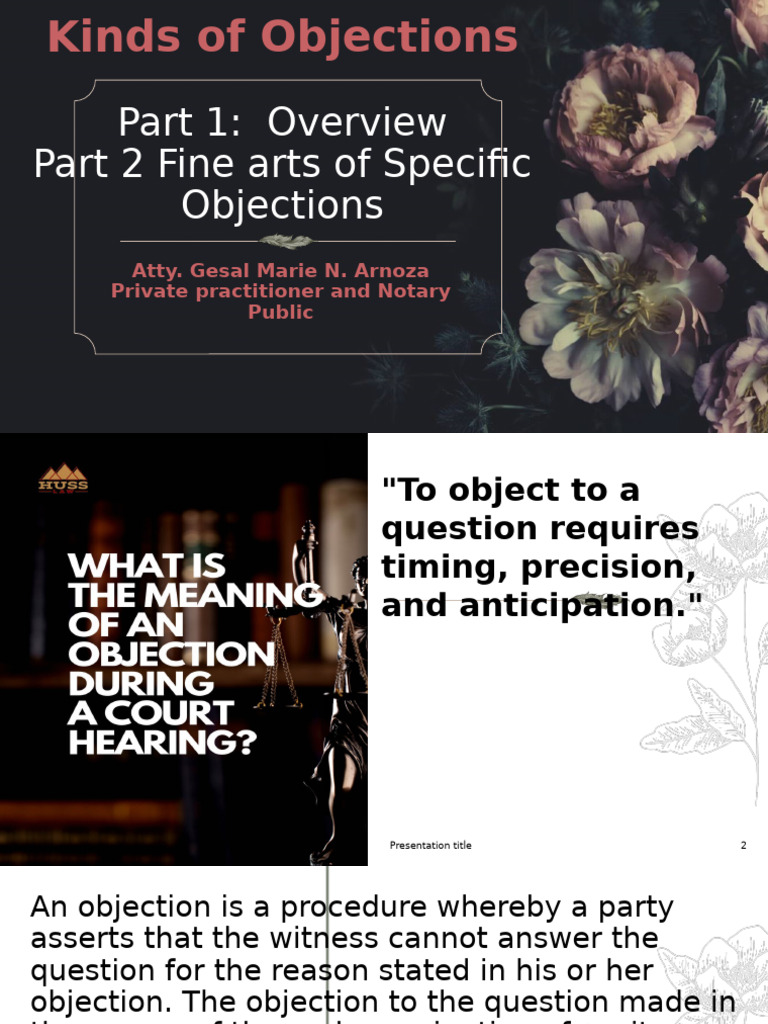 objections | PDF | Witness | Hearsay