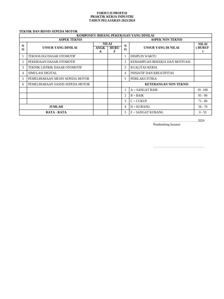 Form Uji TBSM | PDF