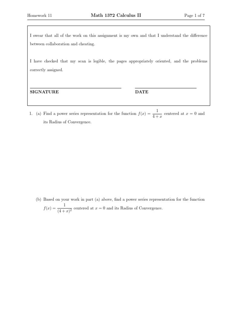 1372 HW11 | PDF | Power Series | Mathematical Analysis