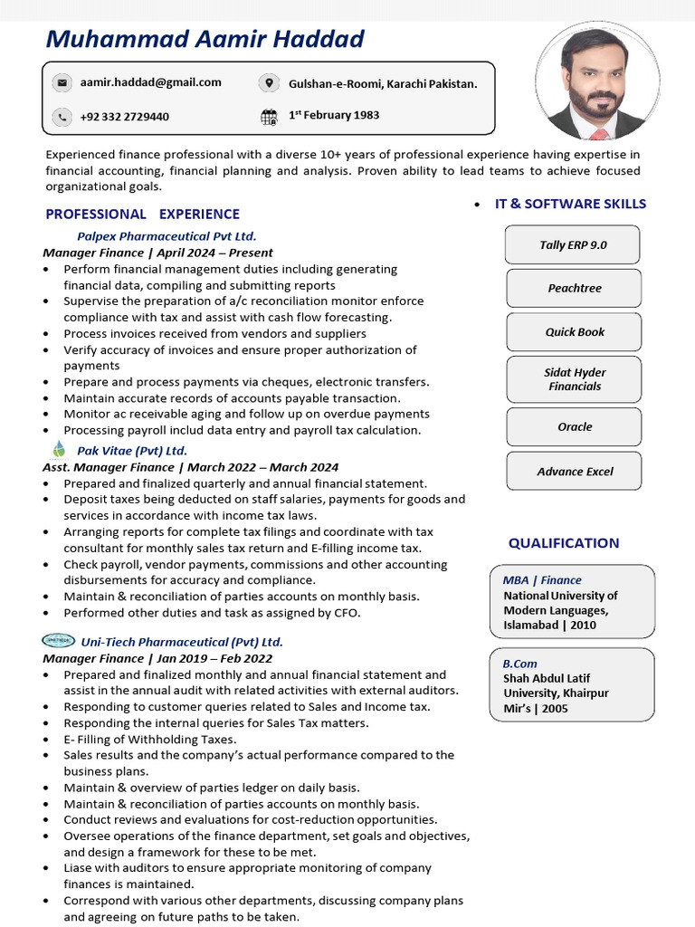 M Aamir - Updated Resume 1-2 | PDF | Audit | Banks