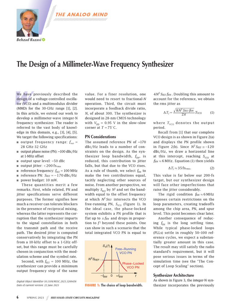 The Design Of A Millimeter Wave Frequency Synthesizer The Analog Mind Pdf Signal Processing