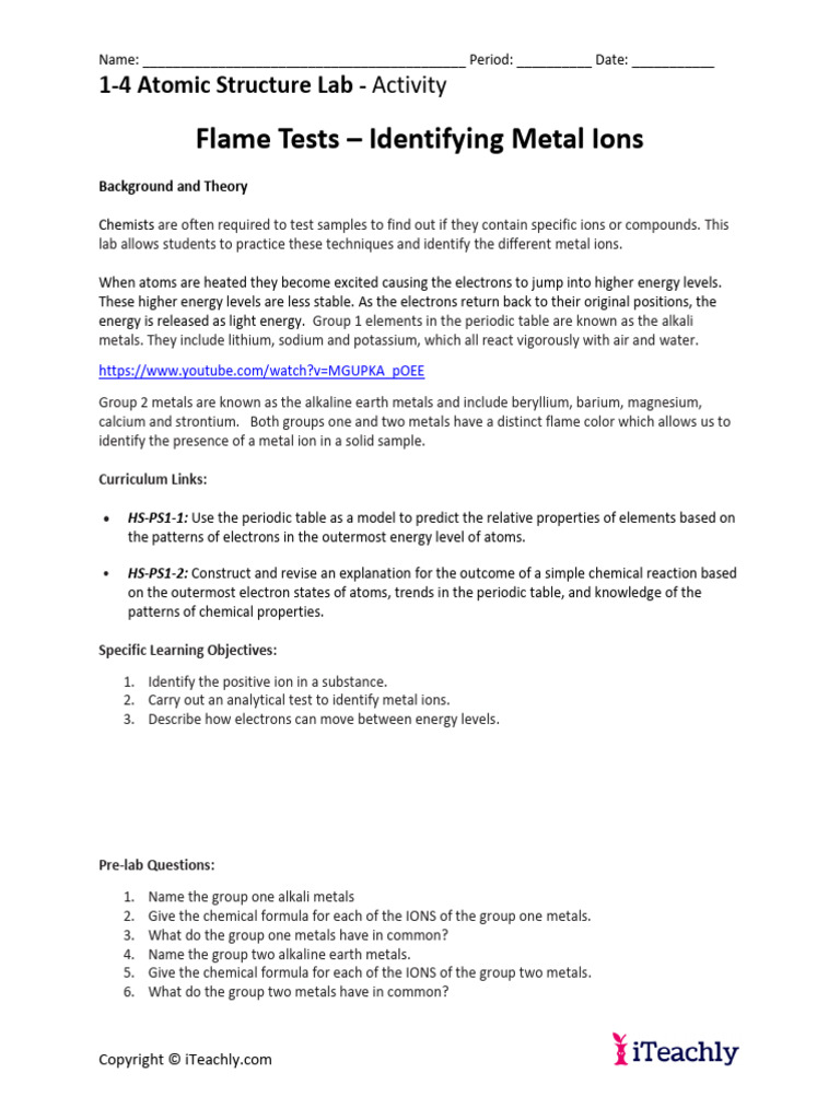 flame test | PDF | Chemical Elements | Chemical Compounds