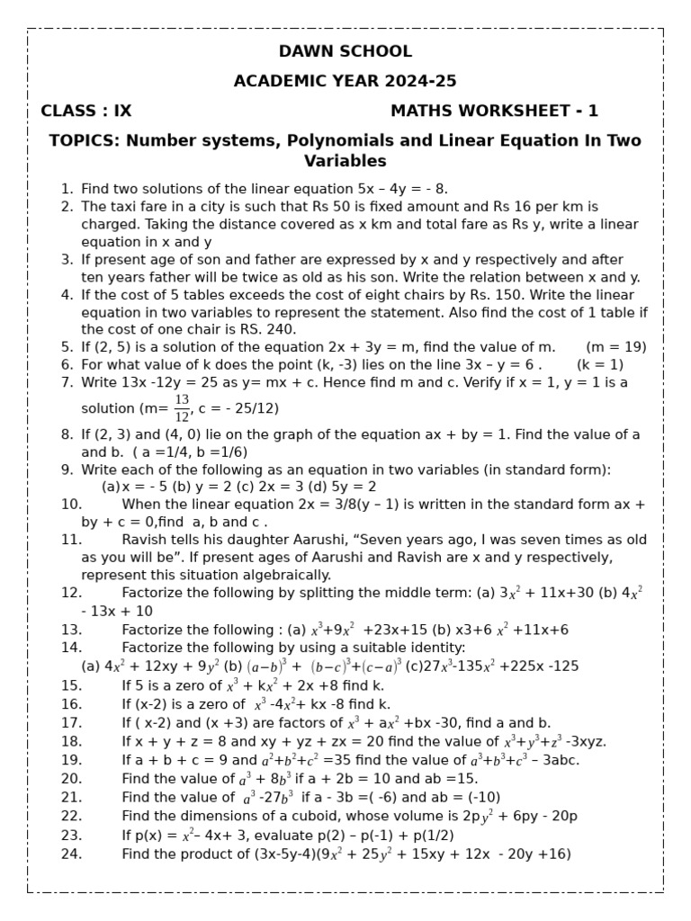 Class 9 Worksheet | PDF | Circle | Area