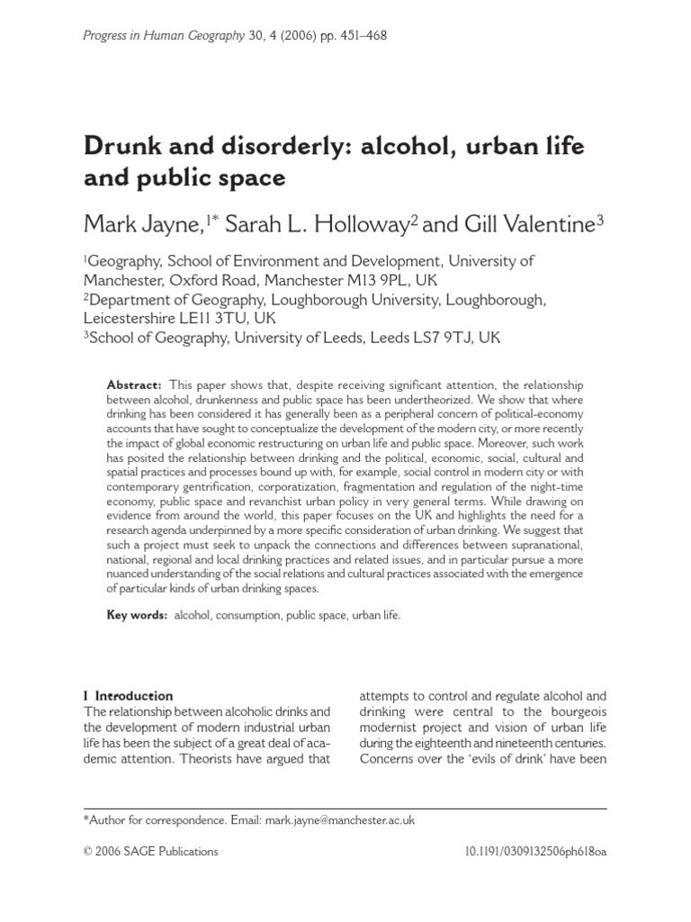 Jayne Et Al 2006 Drunk and Disorderly Alcohol Urban Life and Public ...