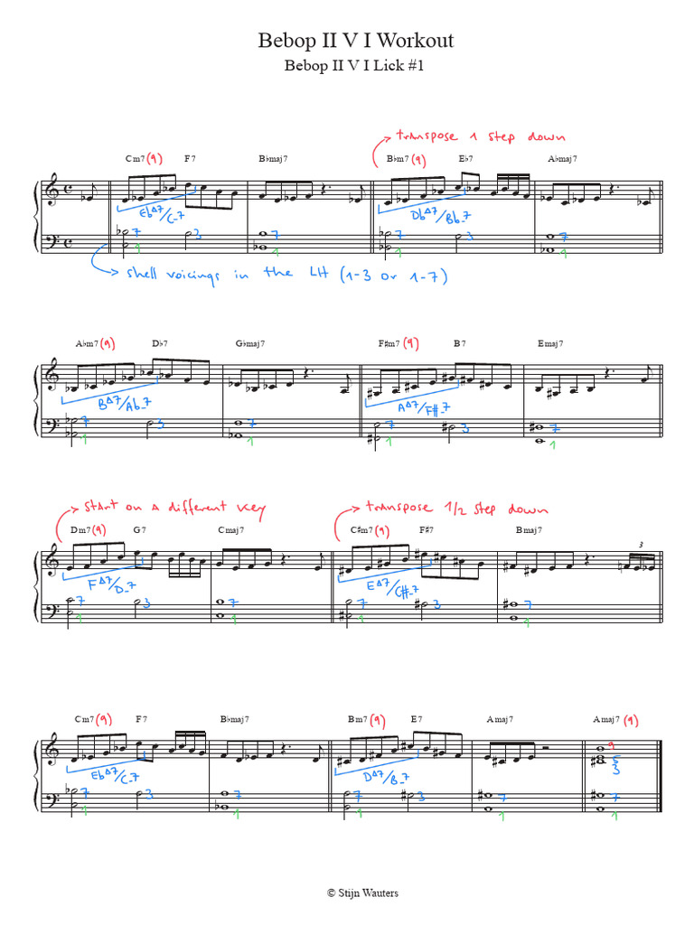 Bebop II V I Workout (With Annotations) | PDF