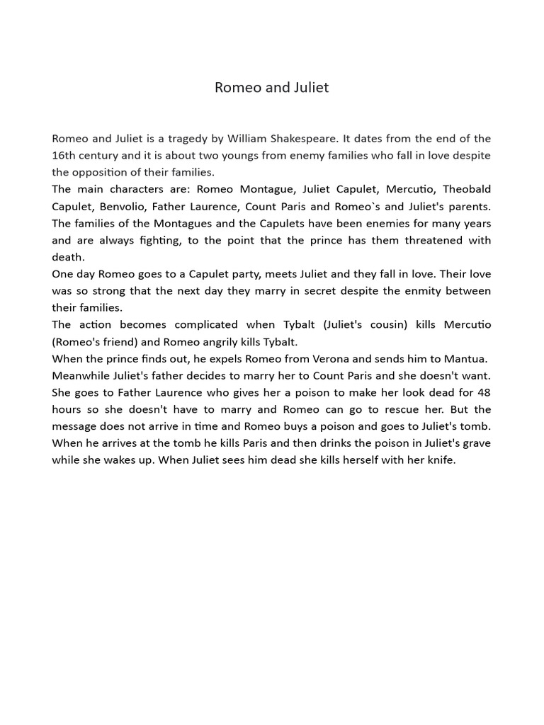 Romeo and Juliet | PDF | Mystery, Thriller & Crime Fiction