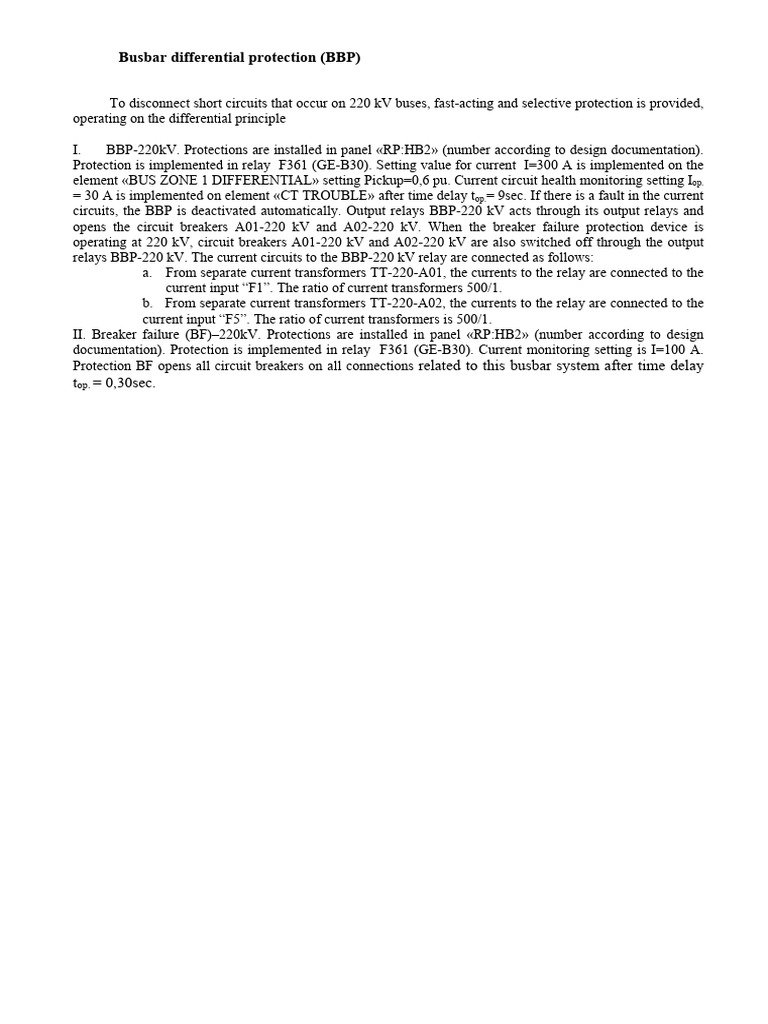Annex-7- Relay Settings BBP | PDF