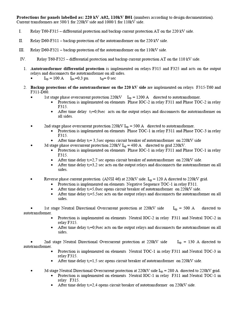 Annex 6 Relay Settings ATR 220kV | PDF | Power (Physics) | Electrical ...