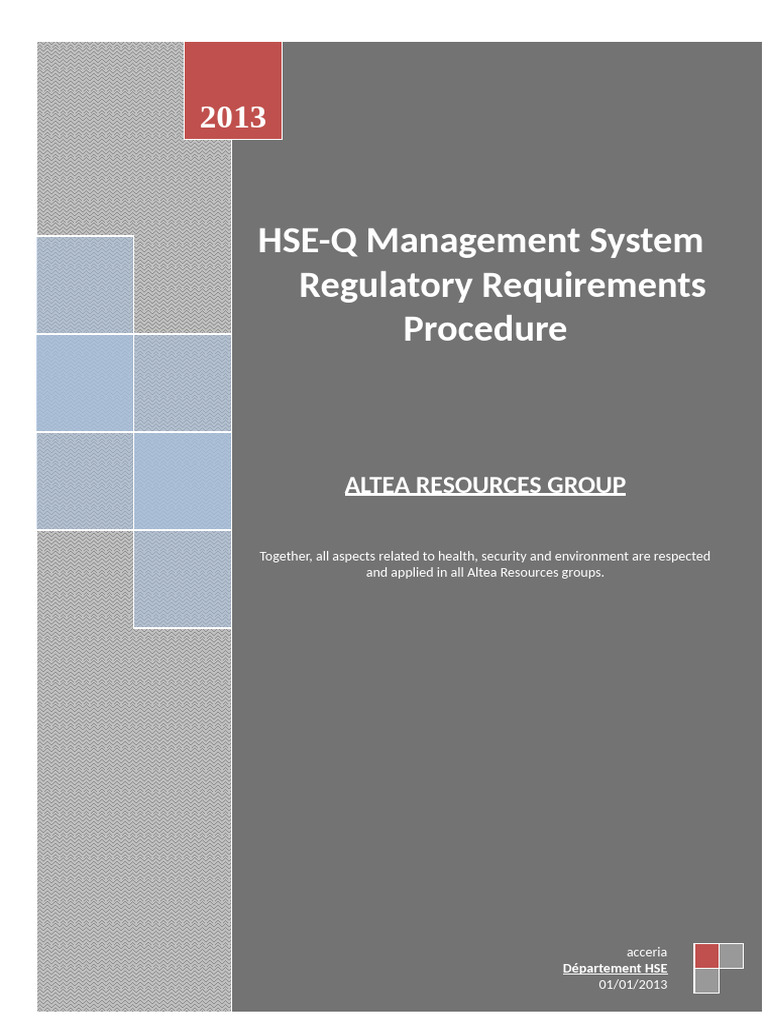 Altea - HSEQ - Management System - Regulatory Compliance Plan - Applicable Laws | PDF ...