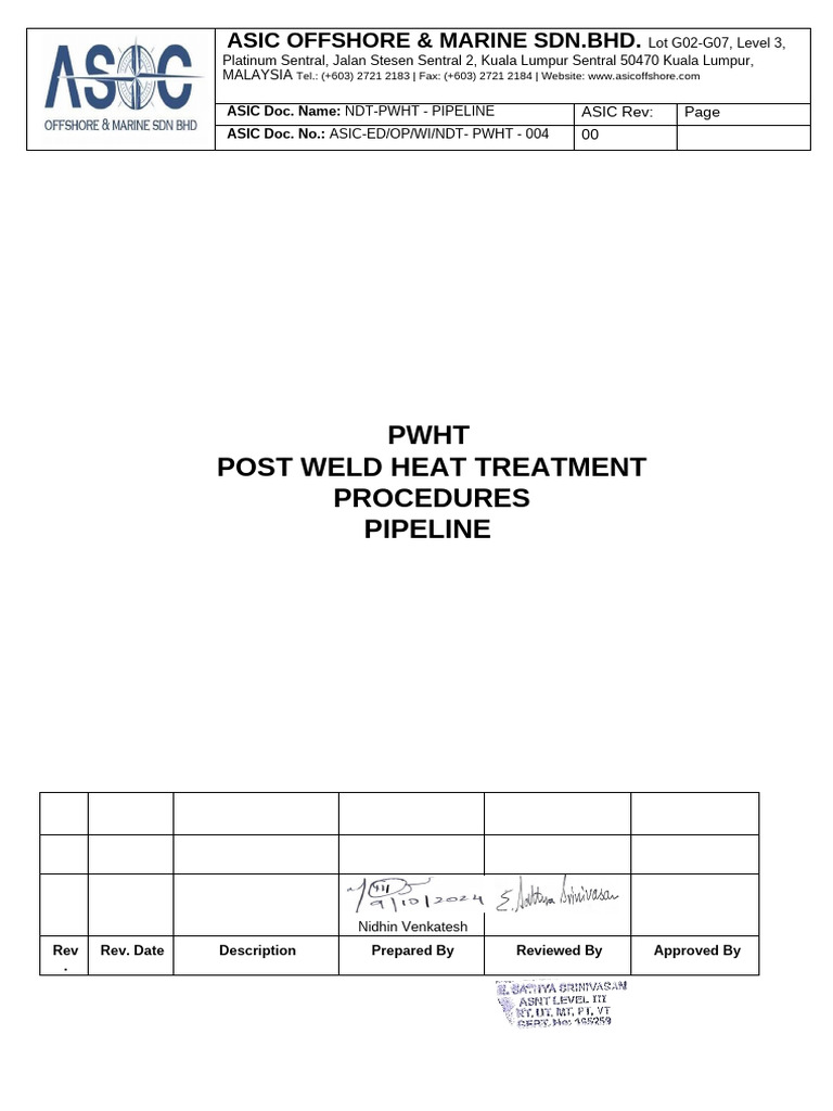 004 Procedure For PWHT Pipeline | PDF | Thermocouple | Materials