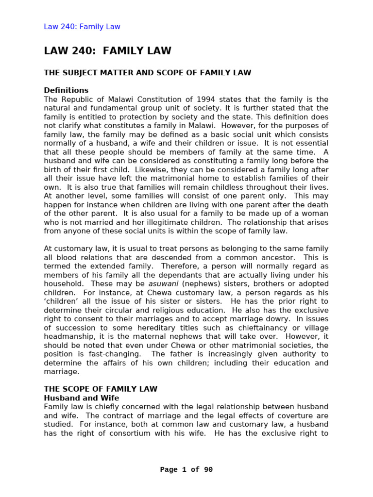 Family Law Notes | PDF | Family | Marriage