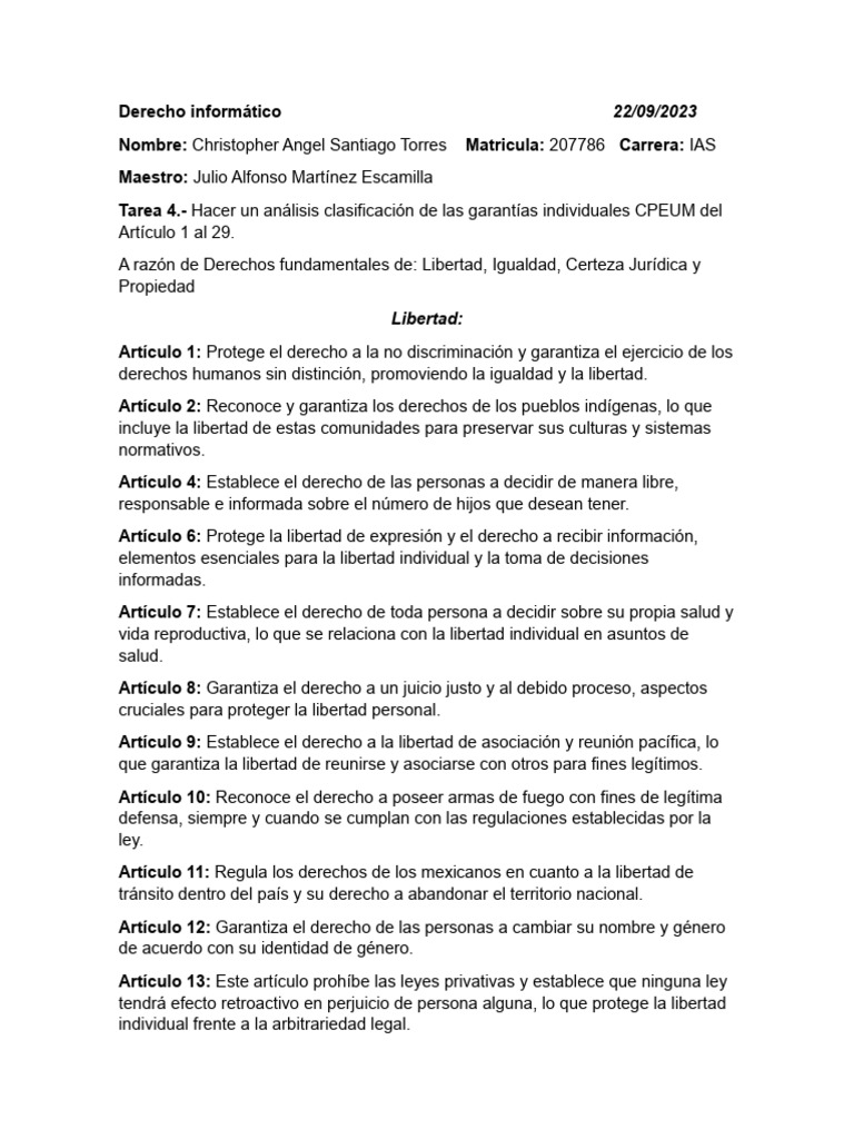 Análisis de Garantías Individuales CPEUM | PDF | Debido al proceso | Derecho Constitucional