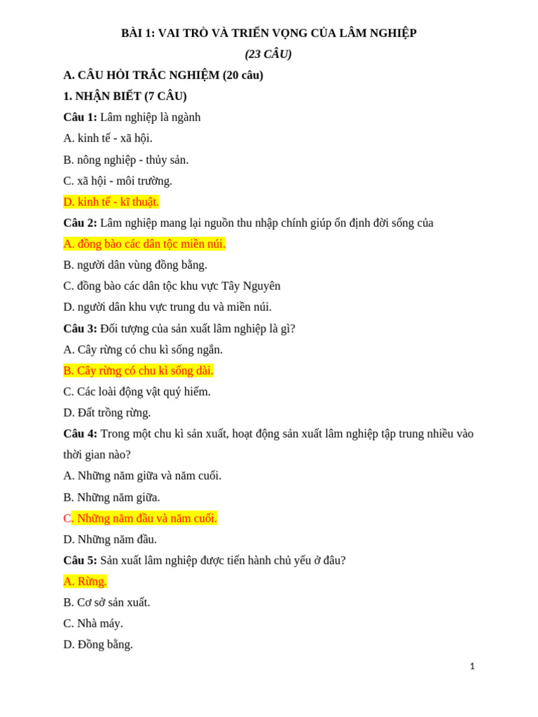 TN CN Lam Nghiep Thuy San 12 Bai 1 KNTT | PDF