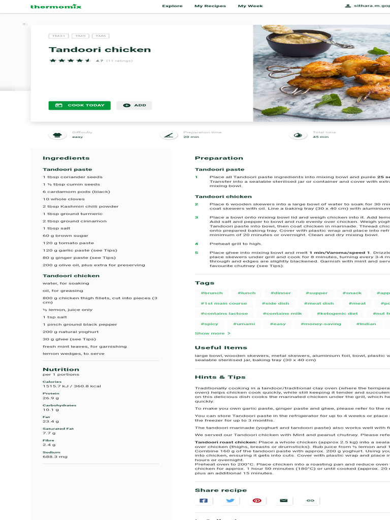 Tandoori Chicken - Cookidoo® - The Official Thermomix® Recipe Platform ...