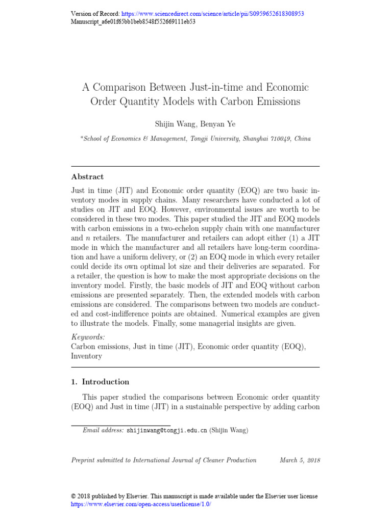 INTER EOQ DAN JIT | PDF | Emissions Trading | Lean Manufacturing