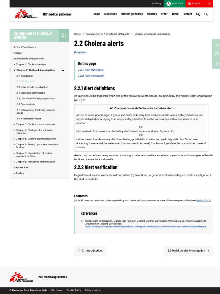 Cholera Epidemic Management Guidelines | PDF | Médecins Sans Frontières ...