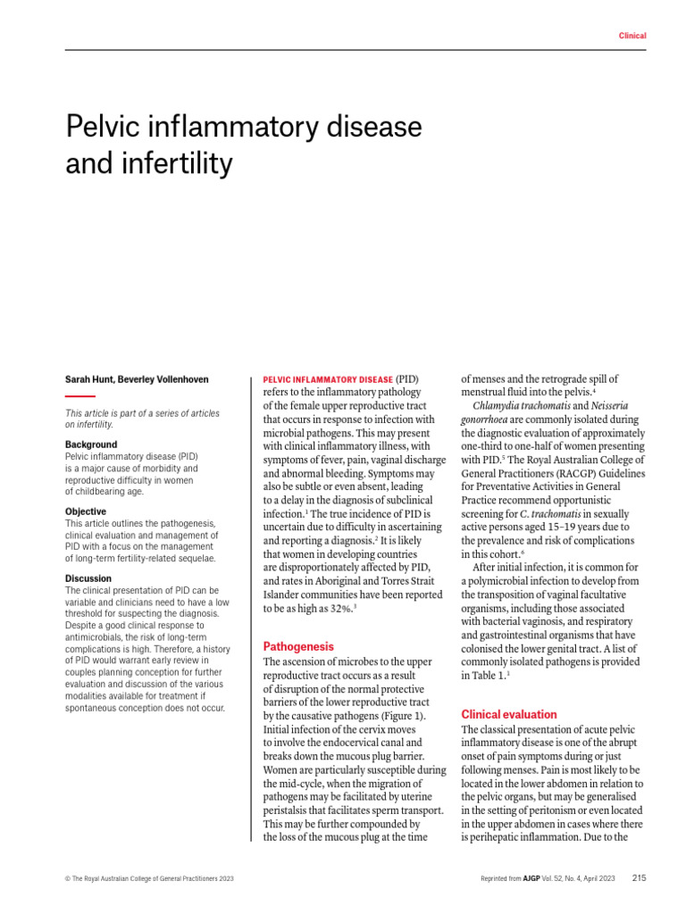 PID & Infertility: Clinical Insights | PDF | Medical Specialties ...