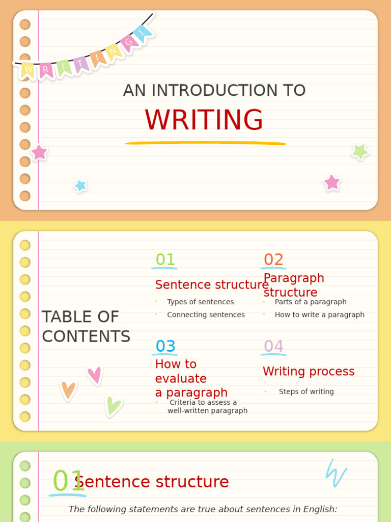 An Introduction To Writing 1 | PDF | Subject (Grammar) | Sentence ...