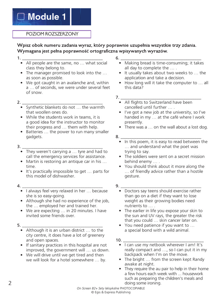 1 On Screen B2plus-Sety-Leksykalne-M1i | PDF