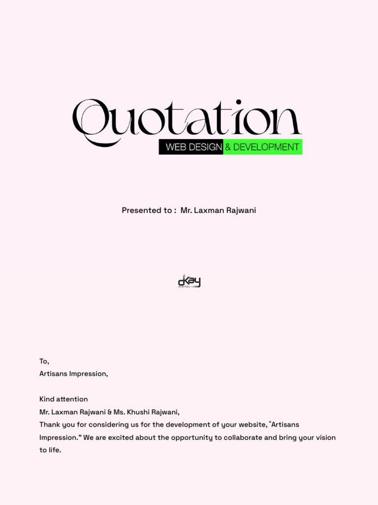 Quotation - Website Design. MR Laxman Rajwani | PDF | Computers